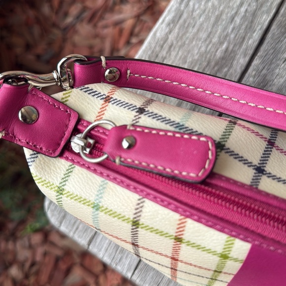 Coach | Bags | Coach Pink And Cream Plaid Mini Bag Wallet Clutch Set ...
